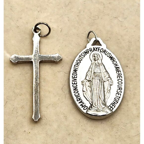 Jewelry | Silver Tone Cross Mother Mary Medallion | Poshmark
